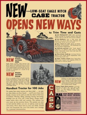 1953 Style Case Eagle Hitch Tractor NEW Sign 24x30" USA STEEL XL Size 7 ...