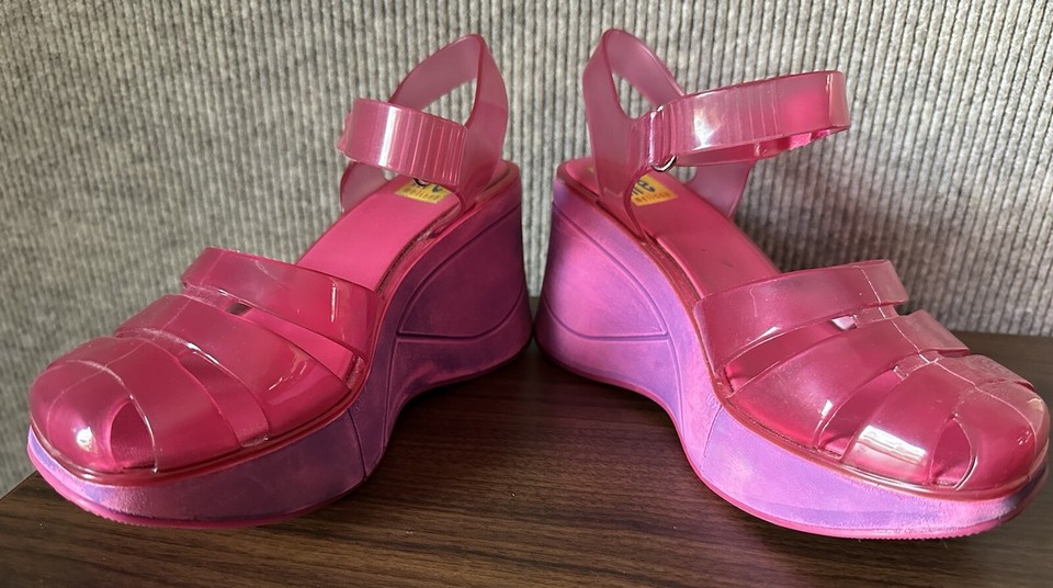 Melissa I Heart Melissa Grendene Pink Jelly Platform Wedge Sandals Size ...
