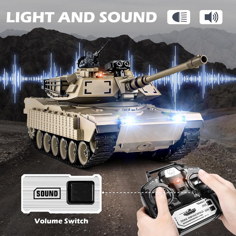 1:18 RC Tank, 2.4Ghz M1A2 Remote Control Tank Model Toys Military Toy ...