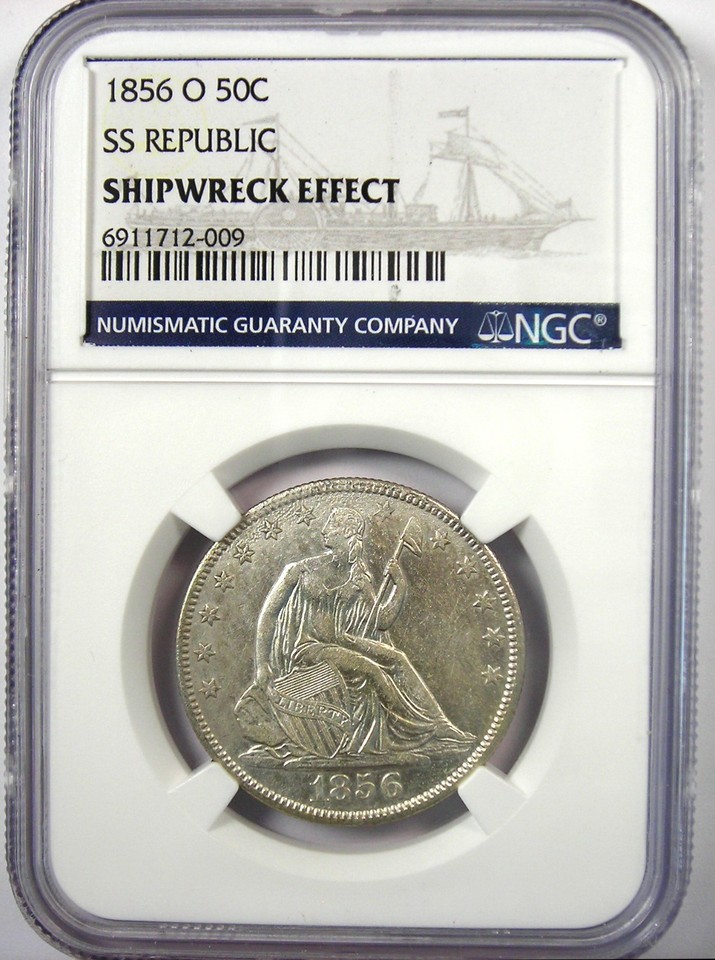 1856-O Seated Liberty Half Dollar 50C. NGC SS Republic Shipwreck - AU ...