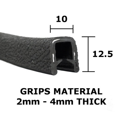 Black PVC Protective Square 2-4mm Edge Trim - Interior Exterior - Per ...