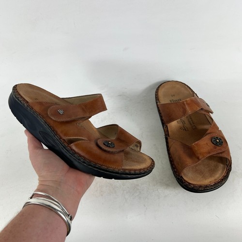 Finn Comfort Sansibar Sandals Women's 8.5 Brown Leather Slip-On Button ...