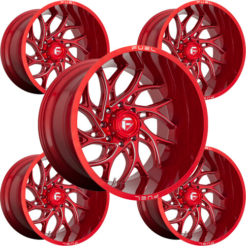 (Set of 5) Fuel D742 Runner 20x10 6x5.5" -18mm Red/Milled Wheels Rims ...