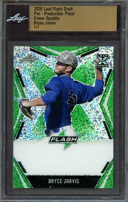 BRYCE JARVIS ~ 2020 Leaf Flash Draft Green Sparkle Graded Rookie RC (#1 ...