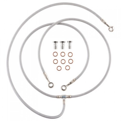 Tusk Front ATV Steel Braided Brake Line Standard Length +2" Silver ...