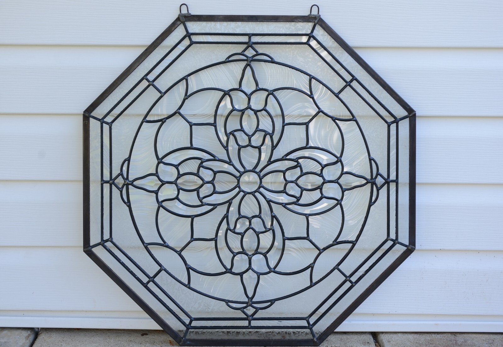 All Clear stained glass Octagon Beveled glass window panel 24" x 24" | eBay