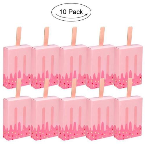 10X Pink Candy Boxes Bag Ice Cream Shape Gift Boxes Popsicle Cookie ...