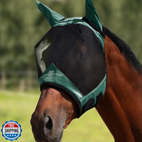 Harrison Howard Pro Luminous Horse Half Face Fly Mask Large Eye Space ...