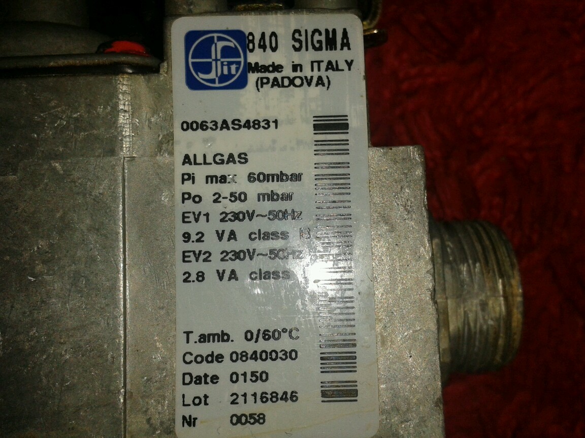 Sigma 840 gas valve. Used. Part 0840030 . 0063AS4831 | eBay