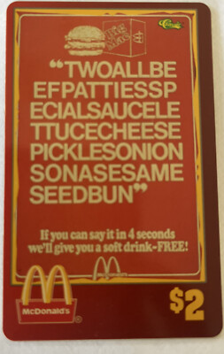 McDonald's (1975 Big Mac Promotion ) $2-1996 Phone Card 50 Of 50. | eBay