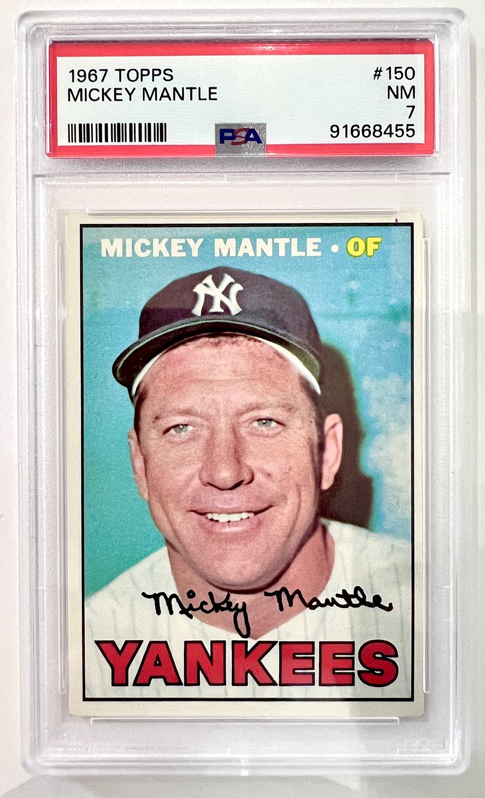 1967 Topps #150 MICKEY MANTLE New York Yankees HOF Centered PSA 7 MN ...