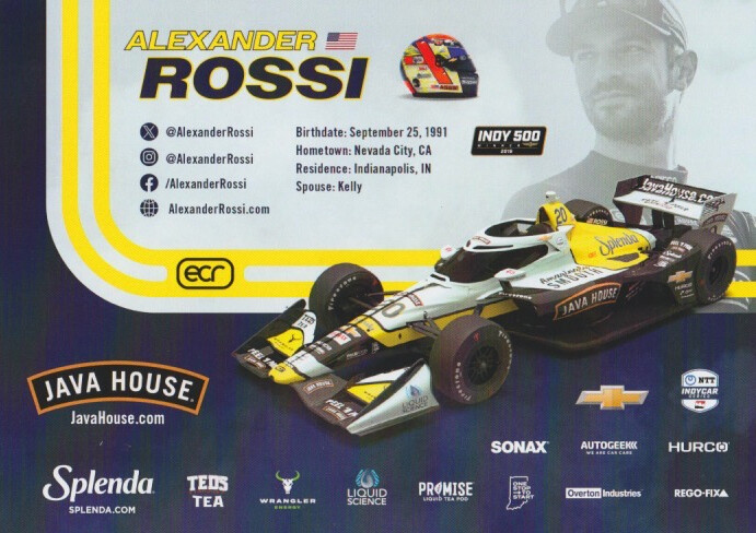 2025 Alexander Rossi Java House Chevy Dallara Indy Car Hero Card | eBay