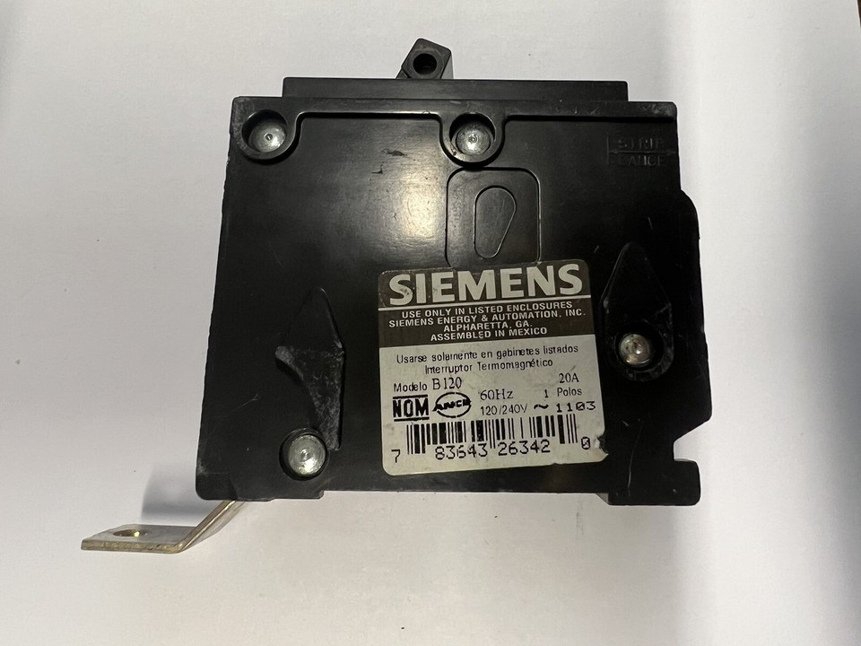 SIEMENS BL120 1 Pole 20 Amp Bolt On Circuit Breaker 120V | eBay