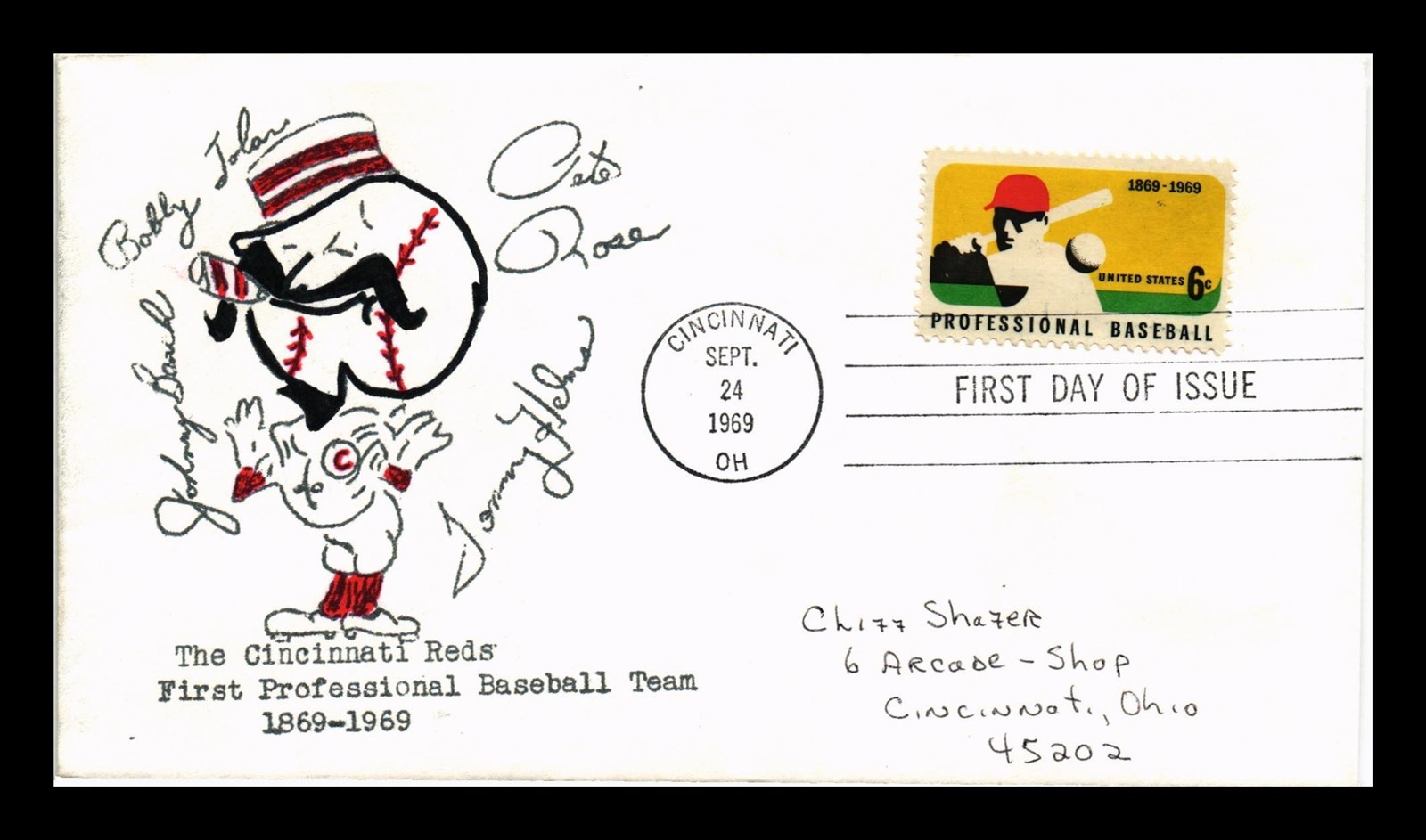 Dr Jim Stamps US 6c Professional Baseball FDC David C Cachet Cincinnati ...