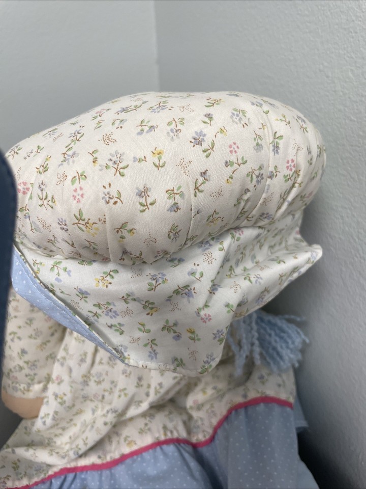 Cuddle Wit Rag Doll Floral Dress Blue Yarn Hair Vintage Girl Plush Toy ...