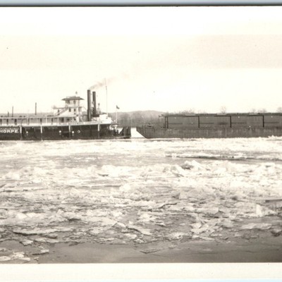 1920s SS Thorpe Towboat Steamboat Sternwheeler Ice River Snapshot Photo ...