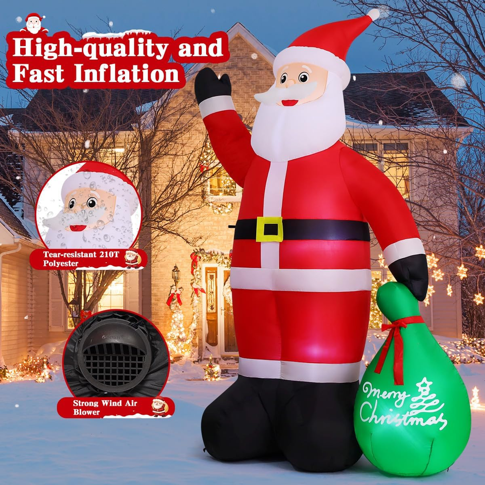 10.3 FT Animated Christmas Inflatable Santa Decorations, Outdoor ...