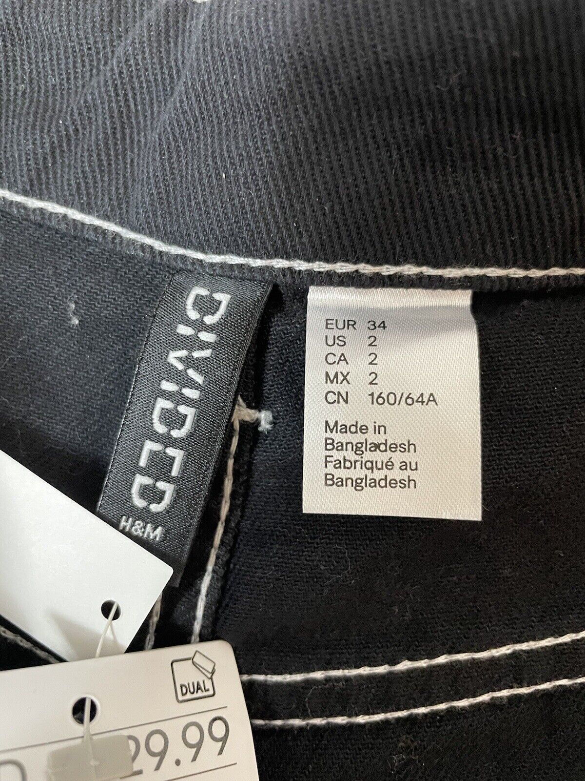 New Divided Jeans Womens 2 Baggy 90's Carpenter Y2K High Rise Black ...