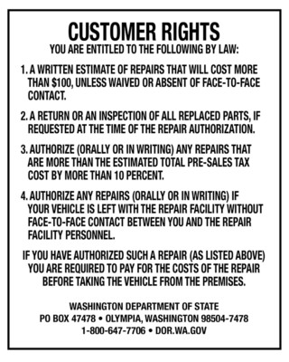 Washington State Auto Repair Poster Vinyl Banner Auto Shop Display | eBay