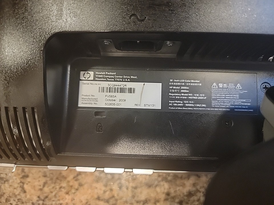 HP 2009m LCD 1600 x 900 20" Widescreen Monitor DVI VGA w/Stand | eBay