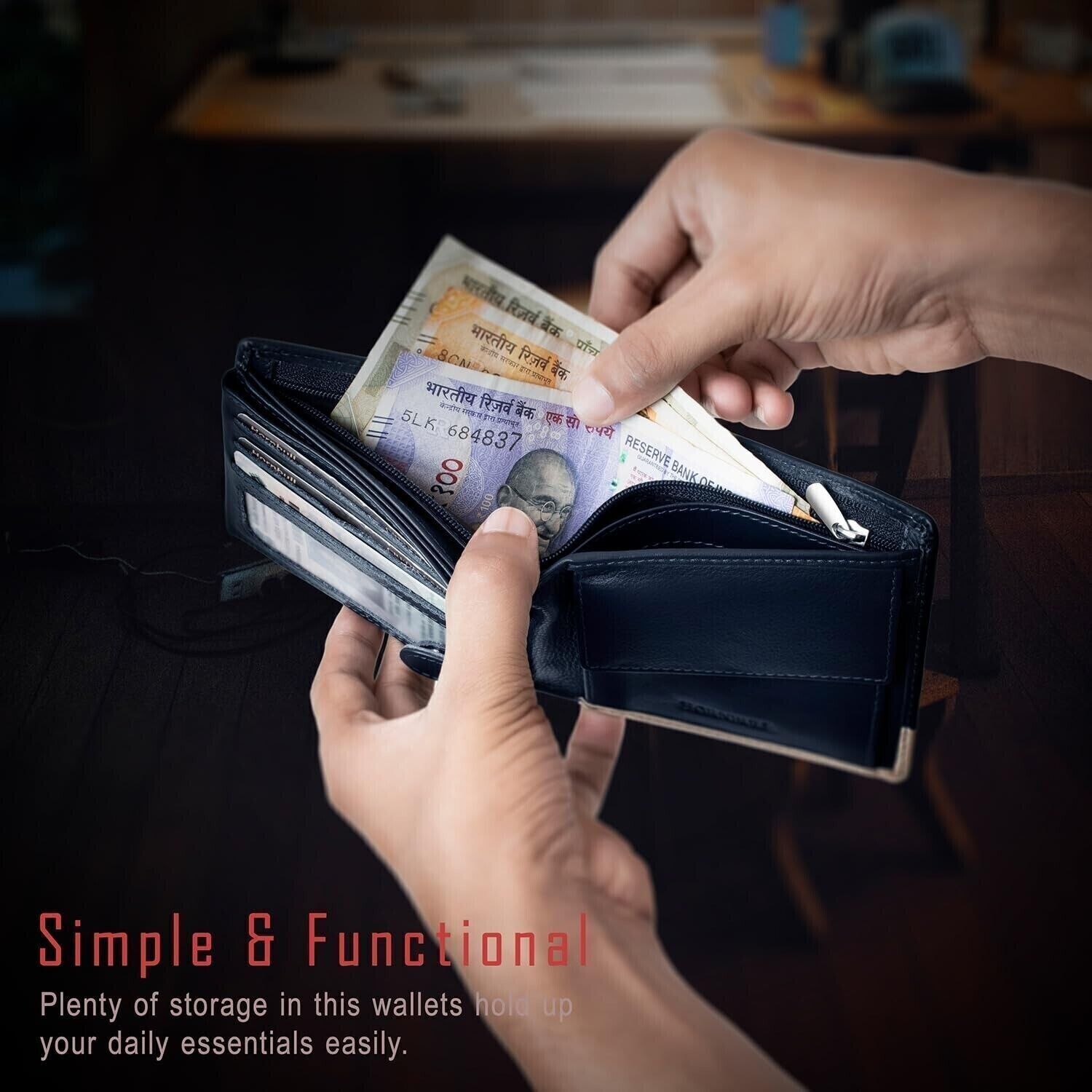 Genuine Leather Minimalist Bifold Wallets For Men RFID Blocking Slim ...