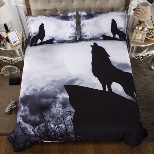 Wolf Quilt Duvet Doona Cover Set Single/Double/Queen/Super King Size ...