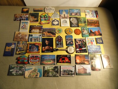 OLDER LOT 45 PLUS " FRIG MAGNETS " MIXED LOT SEE PICS FOR WHAT YOU WILL ...