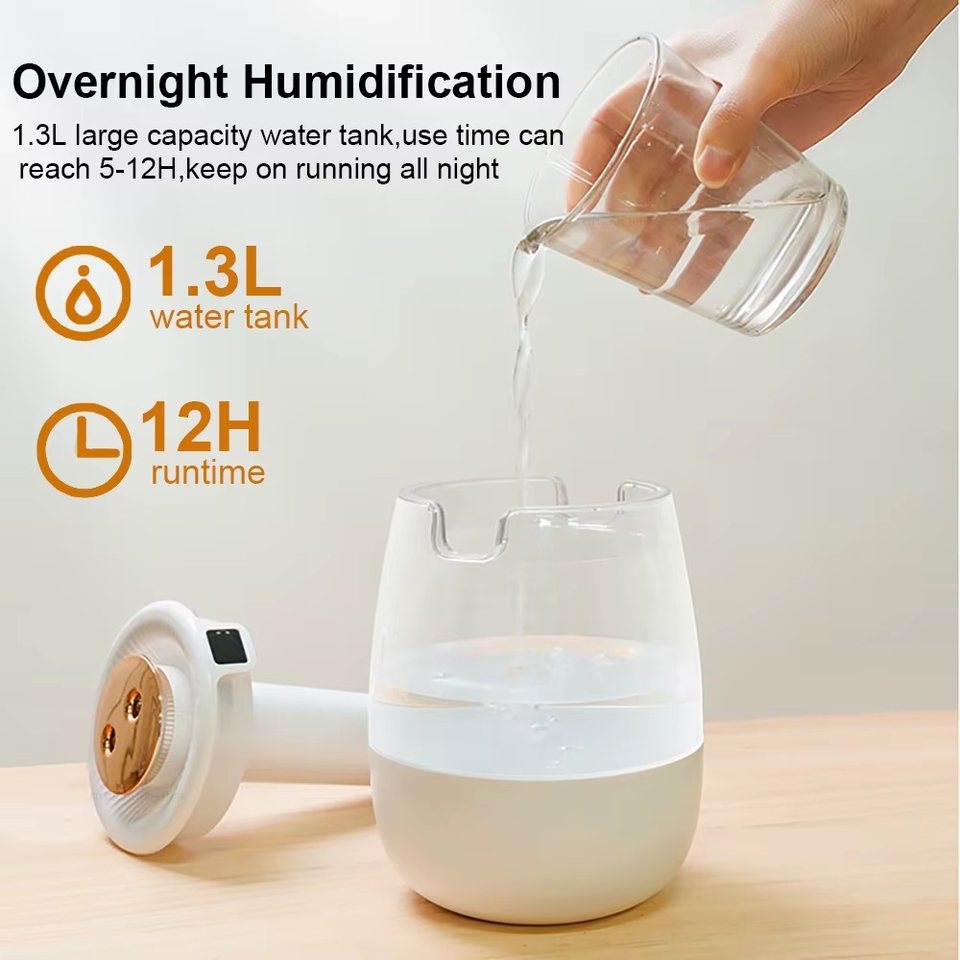 1.3L Humidifiers Ultrasonic Warm &Cool Mist LED Humidifier Top Fill for ...