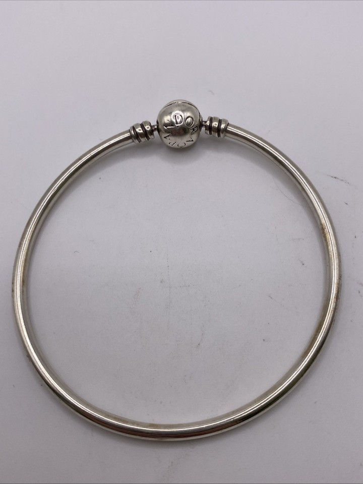 Authentic Pandora S925 ALE SS Ball Clasp Bangle Bracelet 7.5” 8.7g ...