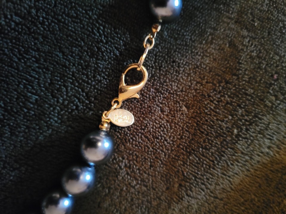 Joan Rivers Pearl Necklace Grey Faux Pearls approximately 28" preowned ...