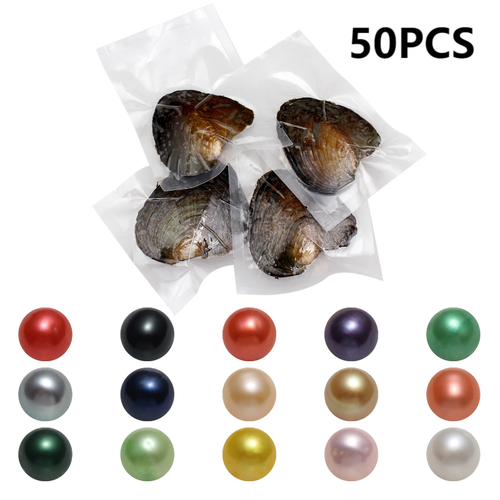 50PCS 7-8mm Round Natural Oysters Pearl Real Pearls Inside Bulk Vacuum ...