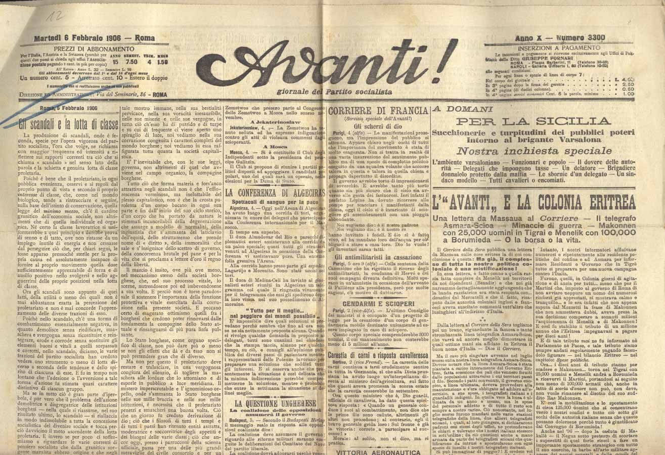 Avanti! Anno X nn. 3300 - 3326 - 3343. Giornale del Partito socialista ...