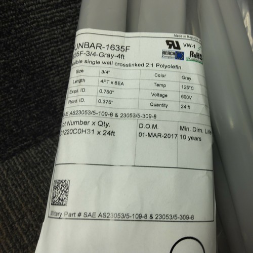 Dunbar Heat Shrink Tubing 1635-3/4 Gray 24ft NEW | eBay