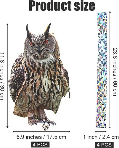 4Pcs Bird Scare Reflective Hanging Decoration, Effective Control Owl | eBay