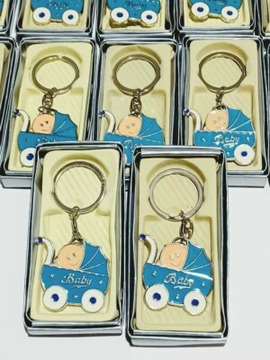 12 Pc Baby Shower Carriage Its A Baby Boy Favors Keychains Blue ...