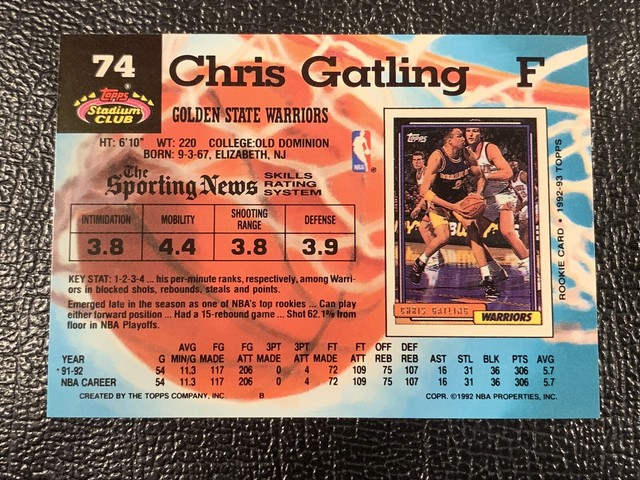 1992-93 Topps Stadium Club - #74 Chris Gatling for sale online | eBay