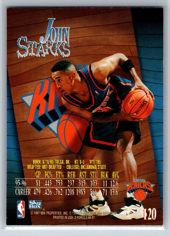 1996-97 Skybox Z Force John Starks New York Knicks #120 | eBay