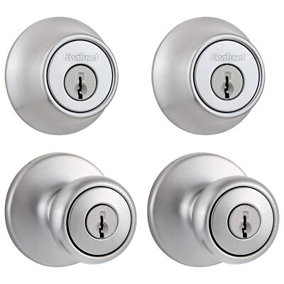 Kwikset Tylo Satin Chrome Lock Set Exterior Keyed Entry Deadbolt 4 Keys ...