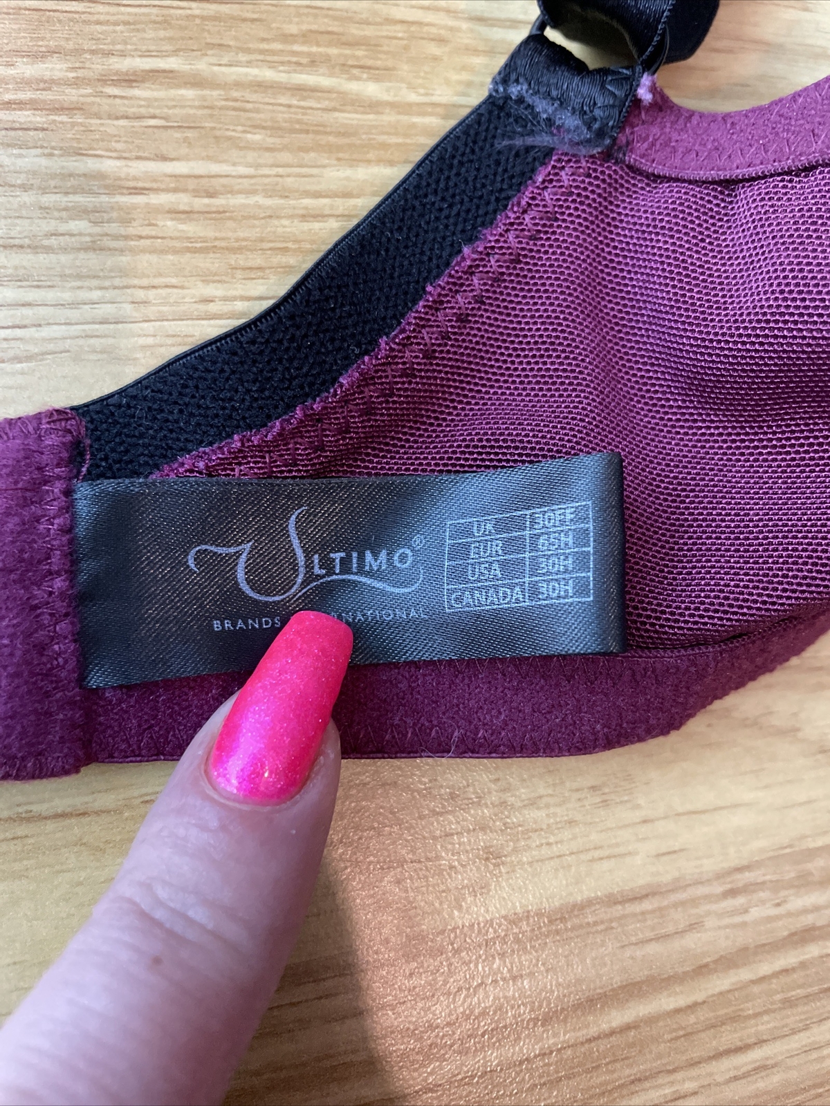 Womens Ultimo Uk 30FF Purple Padded Black Velour Flower Underwired Push ...