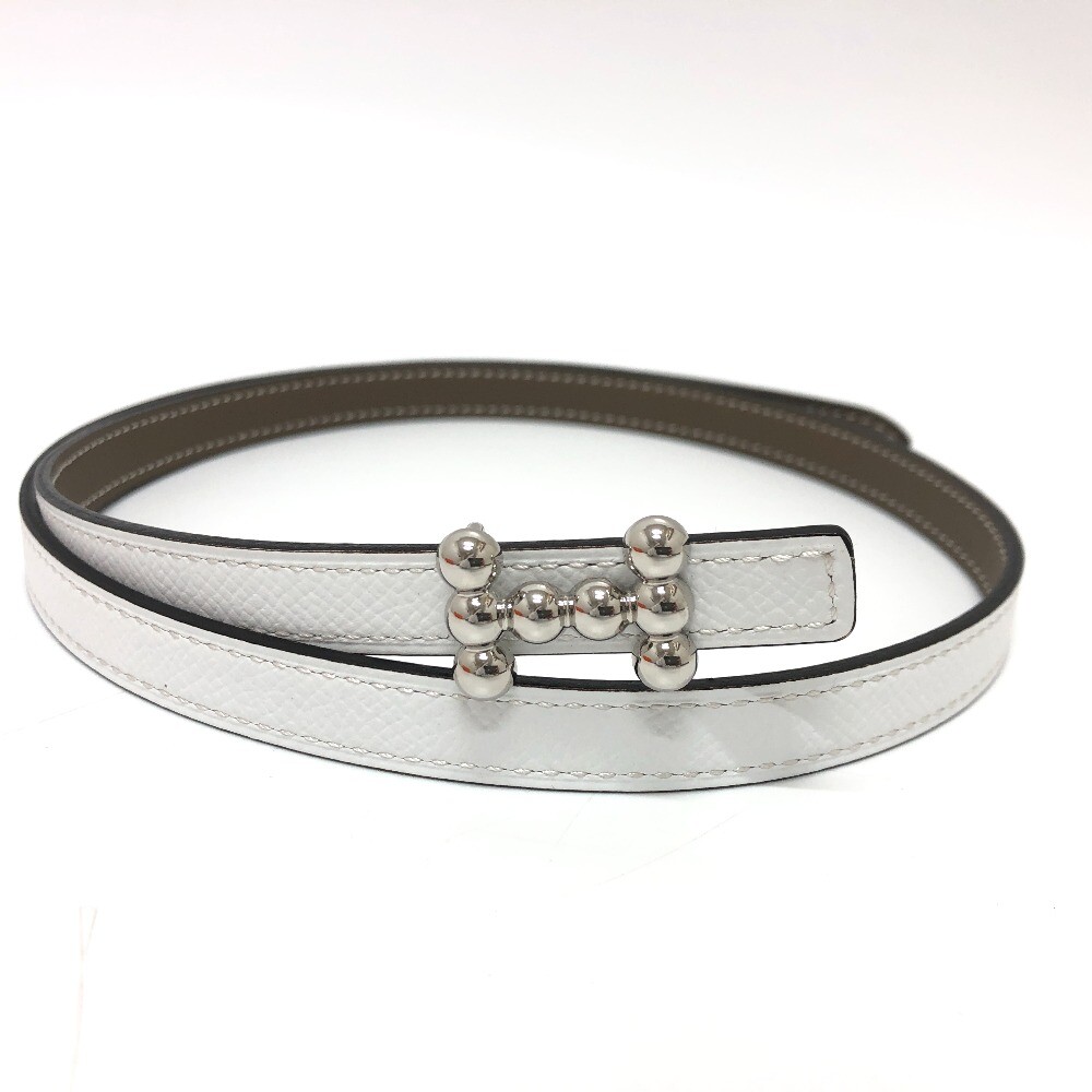 HERMES bubble reversible belt Epsom / Swift gray/Whit… - Gem