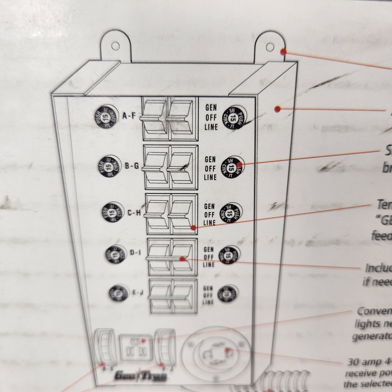 GenTran 6 Circuit Manual Transfer Generator Switch 20216 for sale ...