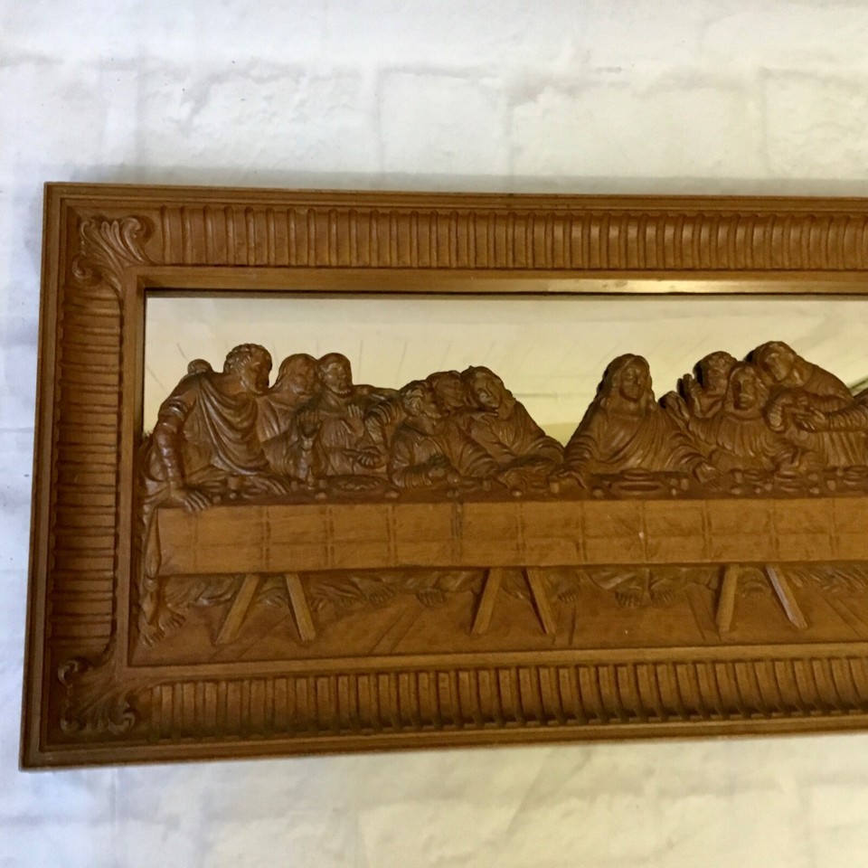 Vintage Homco Last Supper Mirror Wall Hanging 7651 Wood Tone ...