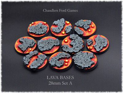 28mm Lava Bases Warhammer 40k AOS Kill Team DnD Chaos Handmade Resin ...