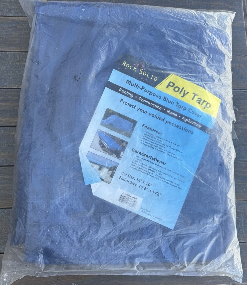Rock Solid Poly Tarp 16x20 – New Old Stock, Blue Multi-Purpose Cover | eBay
