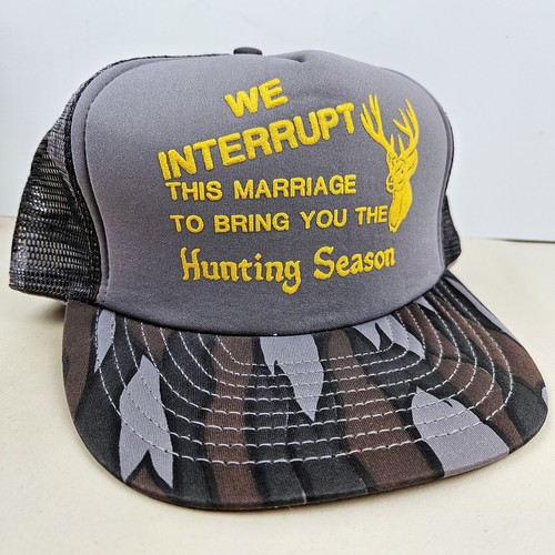 Vintage Camo Hunting Funny Offensive Puffy Print Trucker Hat Snapback ...