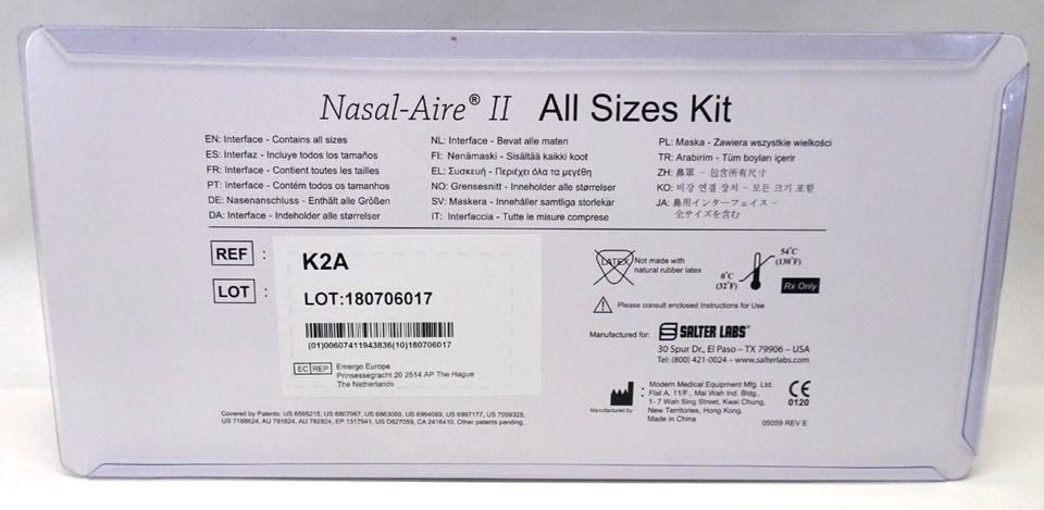 Nasal-Aire II All Sizes Kit CPAP Interface Kit Salters Lab No Latex NEW ...