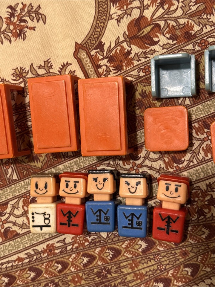 Vintage Playskool playset blockhead square people lot of 5 and Tables ...