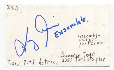 Mary Pitt Signed 3x5 Index Card Autographed Actress Orphan Black ...