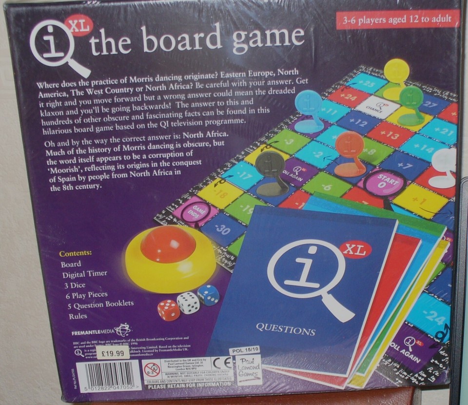 BBC QI The Board Game. XL edition 1996 - Trivia Quiz Family Game - New ...