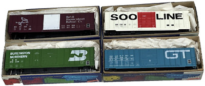 4 ROUNDHOUSE HO SCALE 50' BOX CARS VARIOUS ROAD NAMES - FREE SHIP | eBay